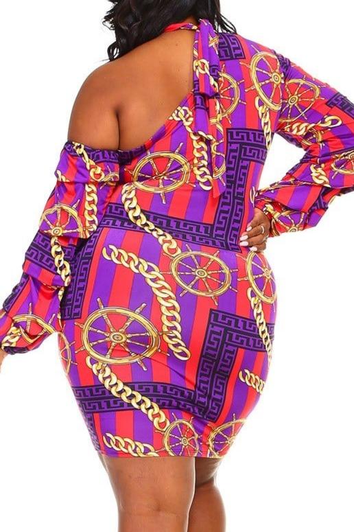 Plus Size Multi Stripe Print One Shoulder Bodycon Dress Made in USA – HI CURVY